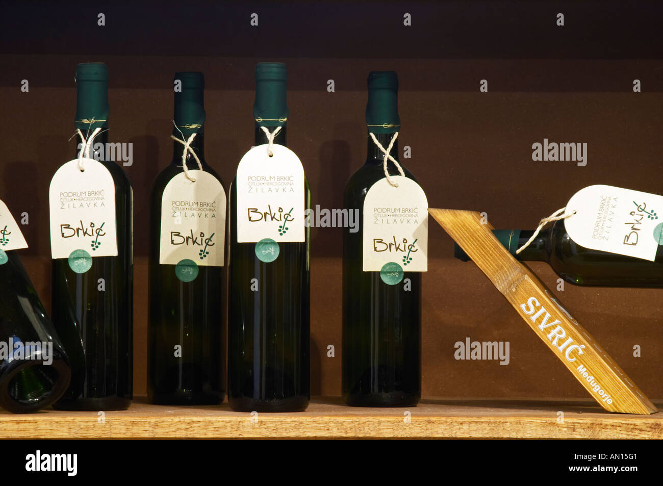In the winery wine shop, display of various wines from the Podrum Brkic ...
