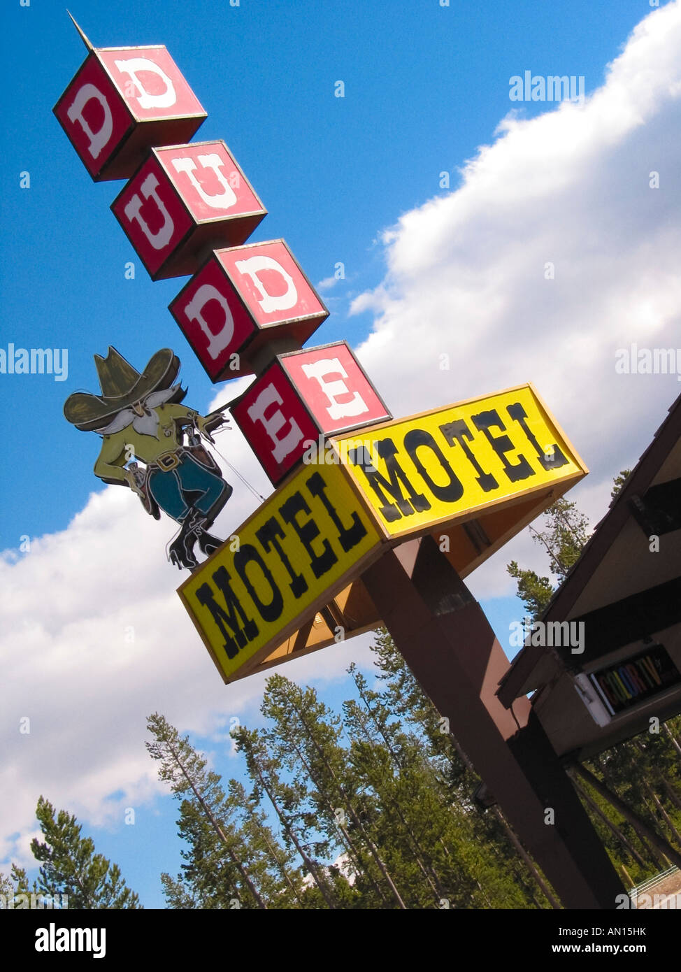 USA, Montana, West Yellowstone. Dude Motel sign Stock Photo - Alamy