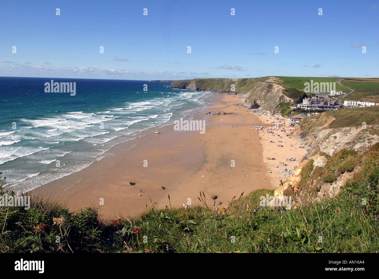 Watergate bay Cornwall cornish beach Stock Photo - Alamy
