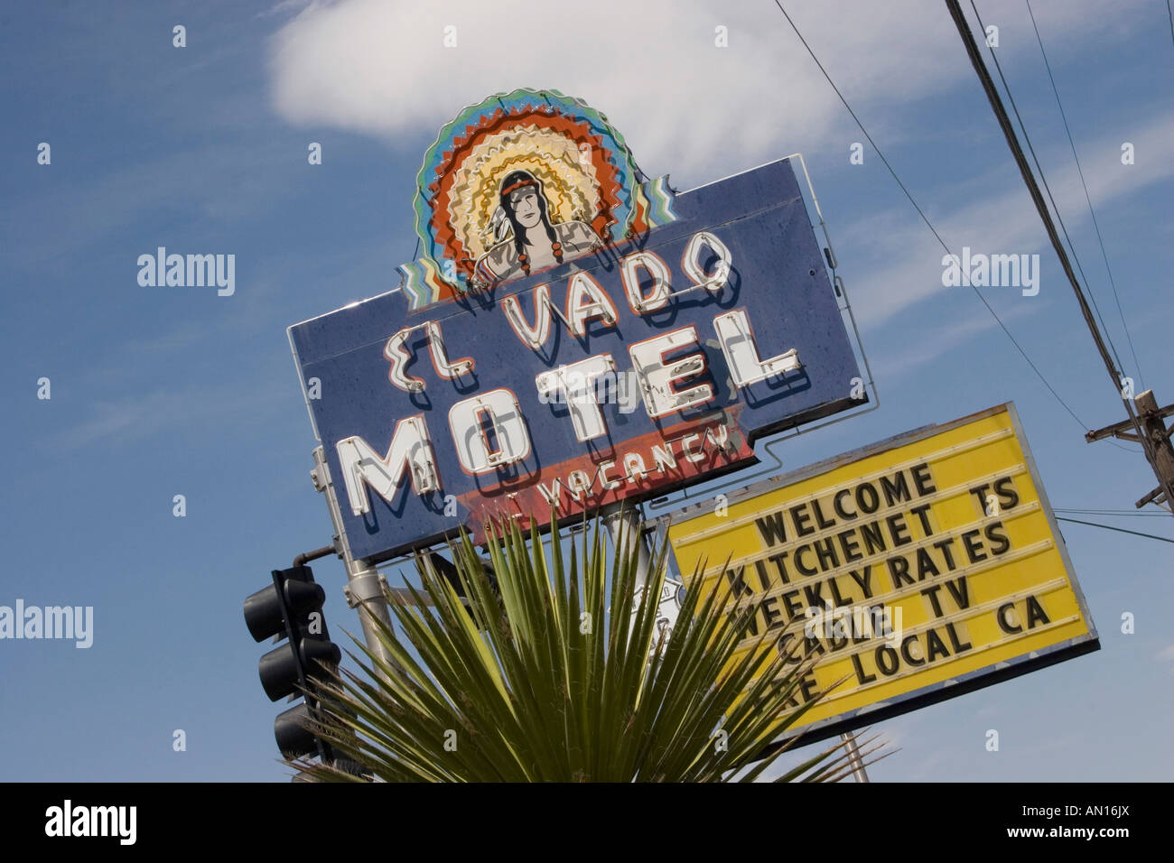 USA, New Mexico, Albuquerque. Detail of El Vado Motel sign Stock Photo ...