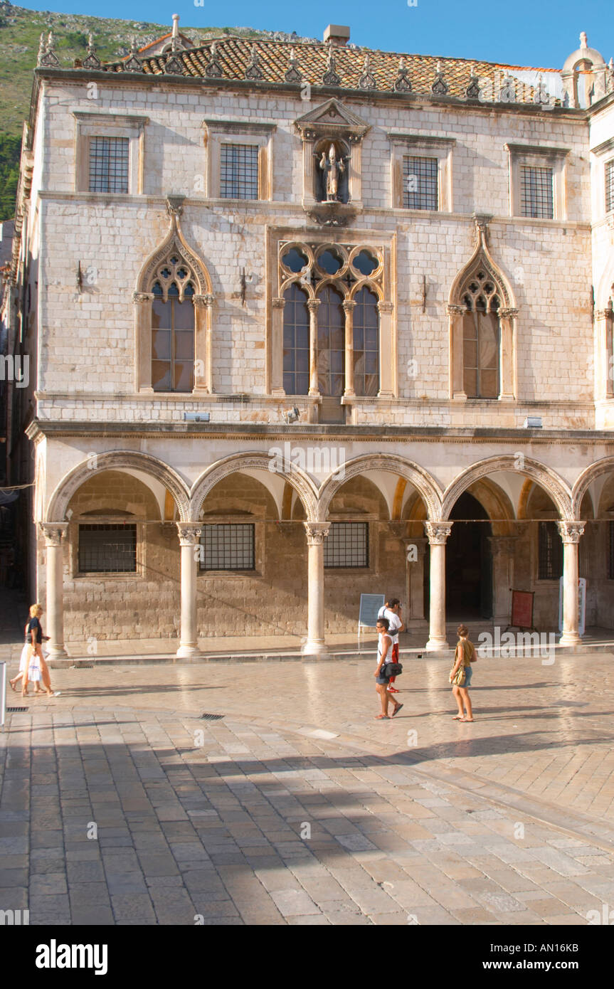the arched porch and facade of the Sponza palace on the Luza Lodge ...