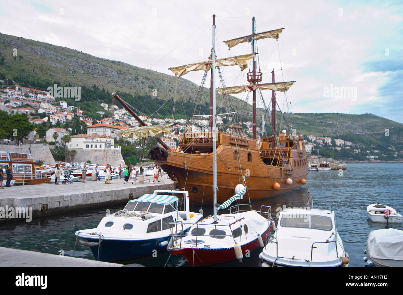 The Karaka 16 century galleon replica boat in the old harbour. Other ...