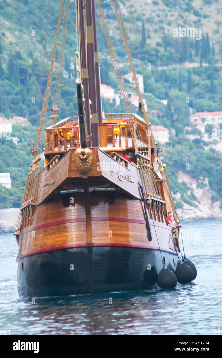 The Karaka 16 century galleon replica boat in the old harbour Dubrovnik ...