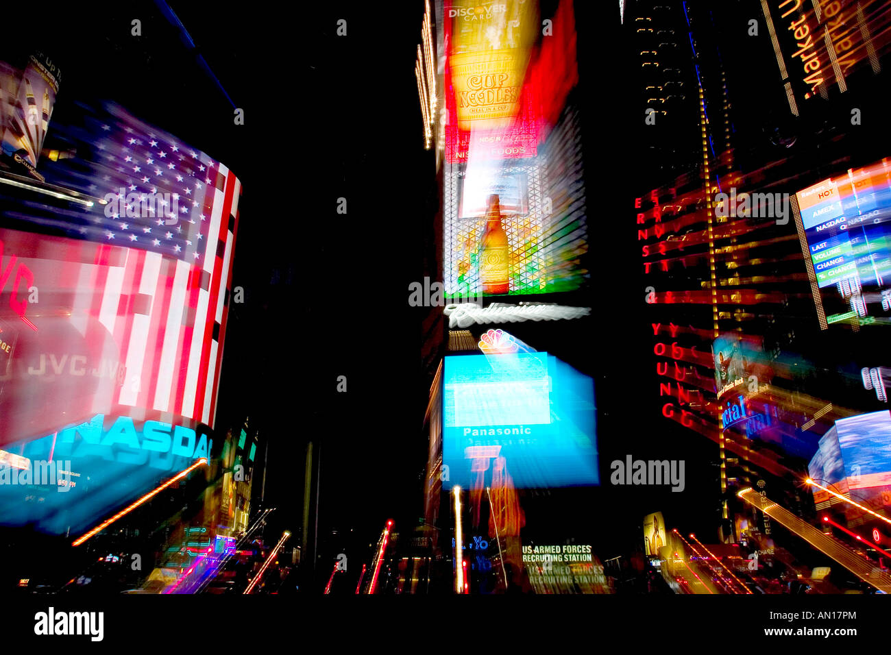 USA, New York, New York City. Nighttime abstract of Times Square Stock ...