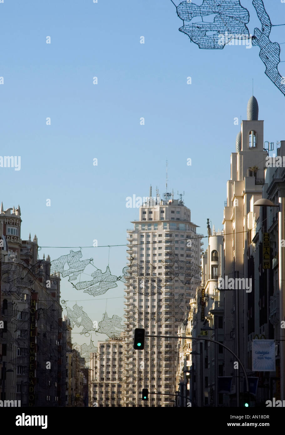 Gran Via is one of the grand old thoroughfares of Madrid Stock Photo ...