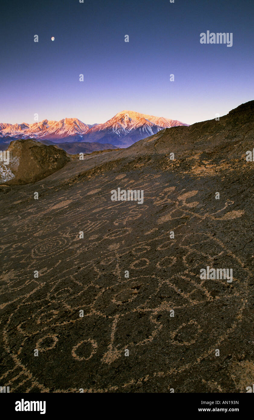USA, Nevada. Circular petroglyphs at the edge of the Great Basin, with ...