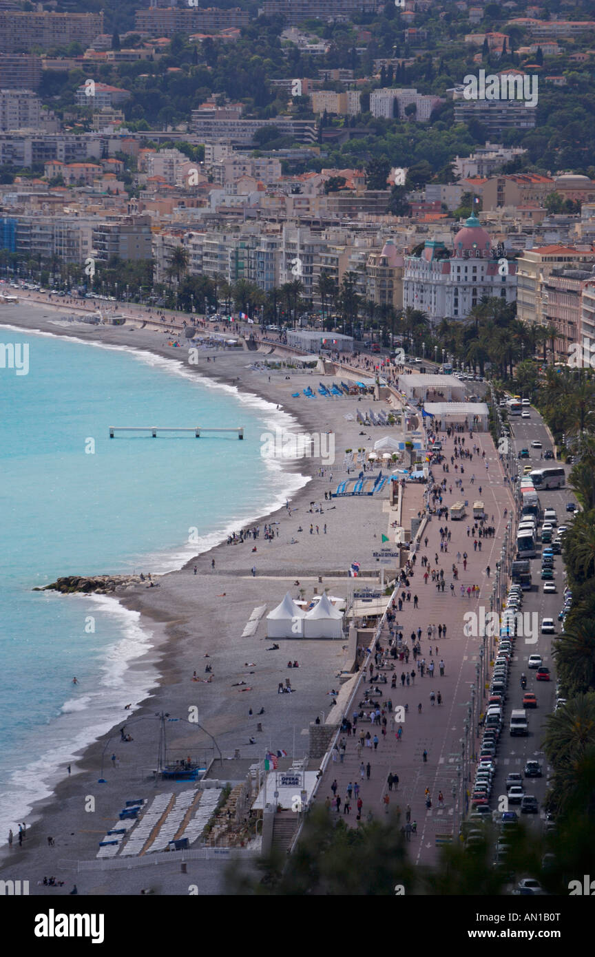 City of Nice waterfront seen from the Parc du Chateau, Riviera ...