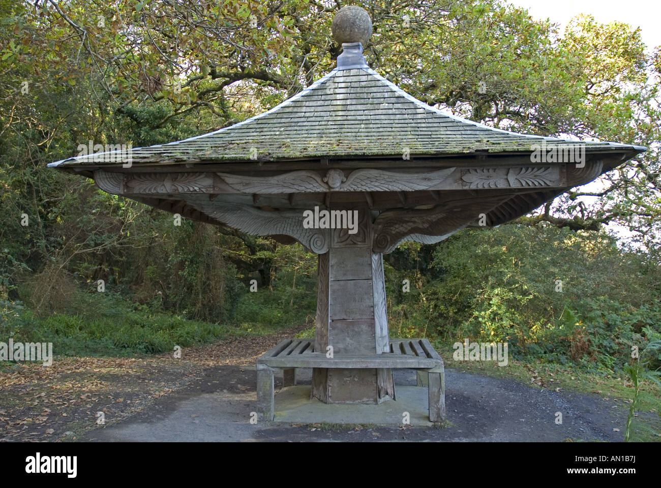 Angel's Wings, an unusual shelter with intricate woodcarvings on the ...