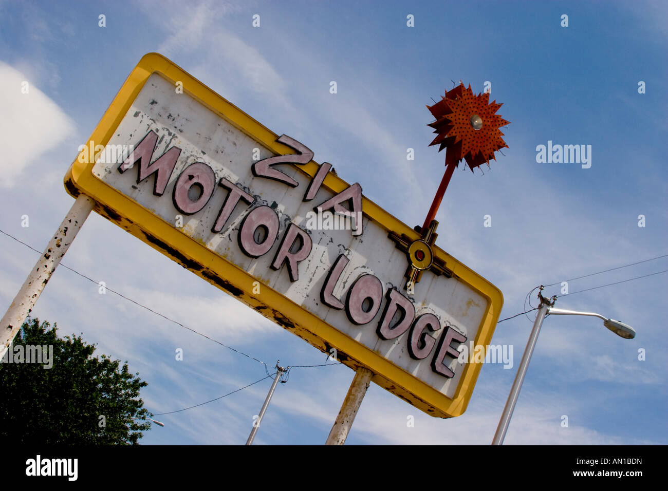 USA, New Mexico. Zia Motor Lodge sign Stock Photo - Alamy