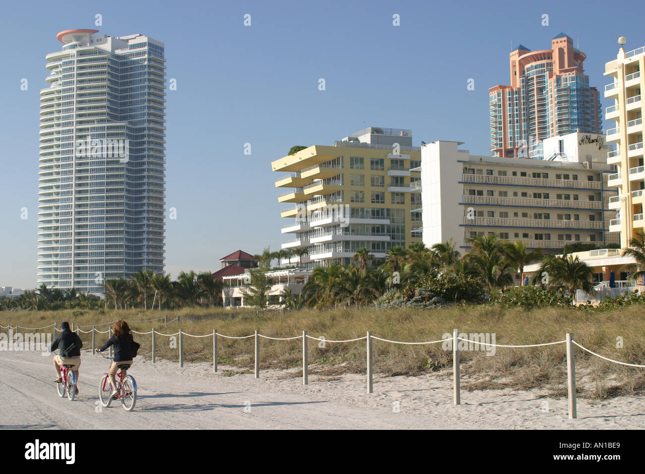 Miami Beach Florida,Atlantic Shore,shoreline,coast,coastline,seashore,biker bikers bicycle ...