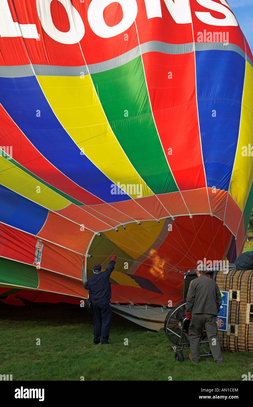 Using a fan and burners for initial inflation of hot air ballon before ...