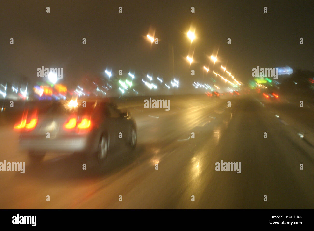 Florida Interstate 95,public highway system,speeding car cars,rain ...