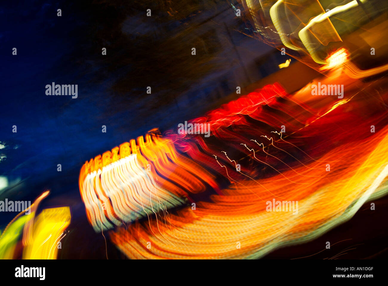 Hamburg Germany Northern Europe at night, dynamic drive by car trough ...