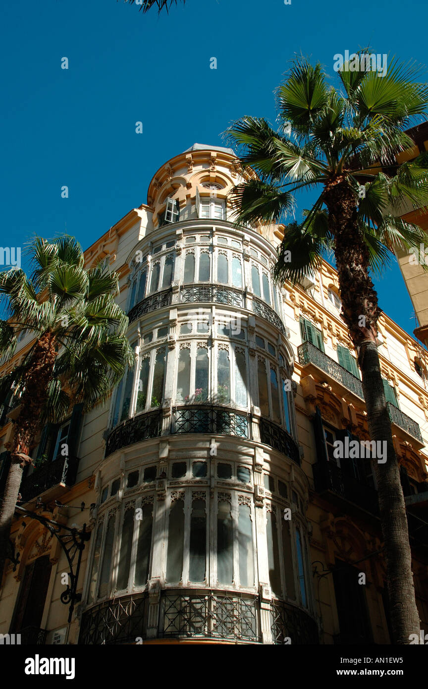 Stylish, old Spanish buildings and palm trees Stock Photo - Alamy