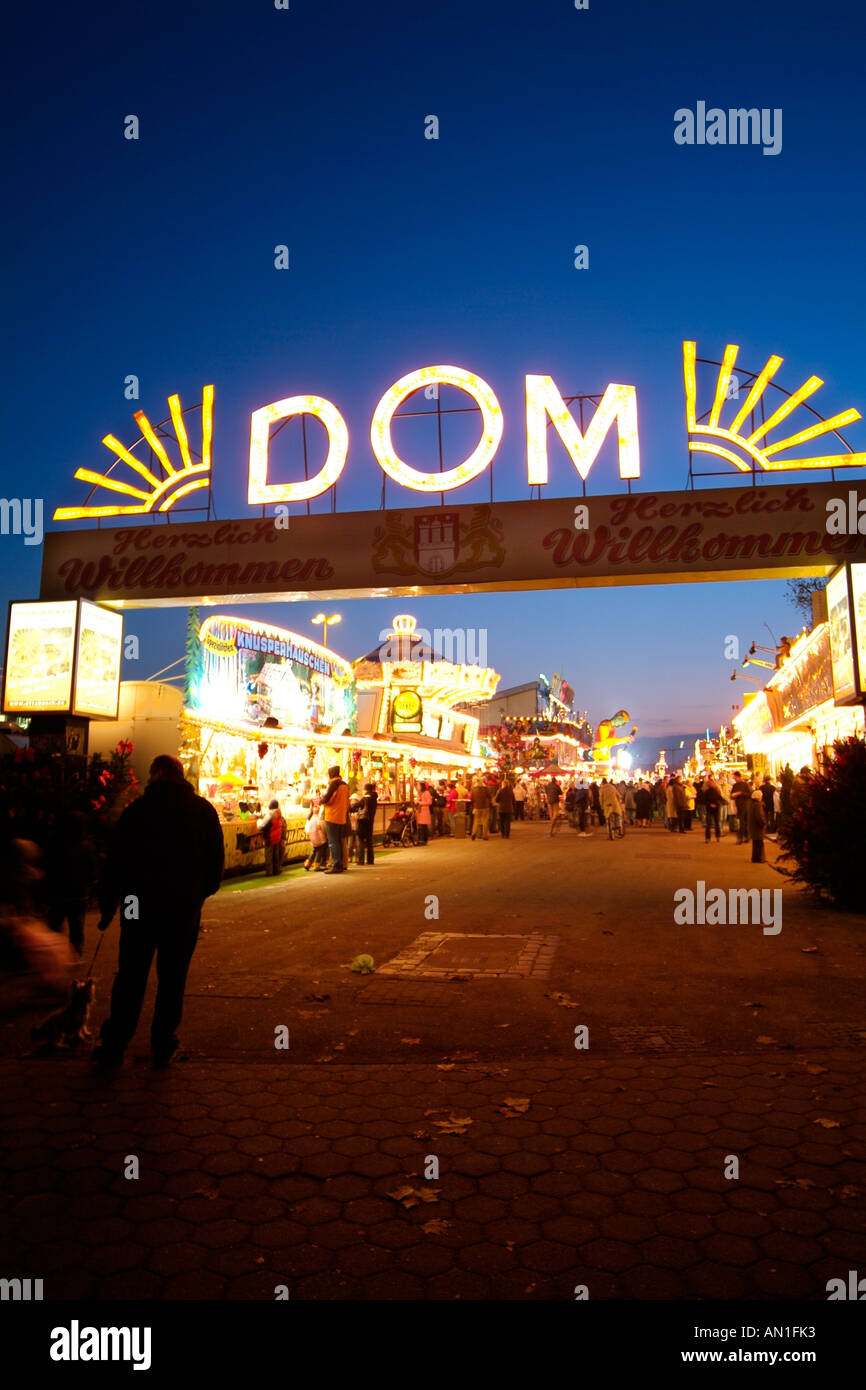 Hamburg, Germany, Entrance to the biggest fun fair in Northern Germany ...