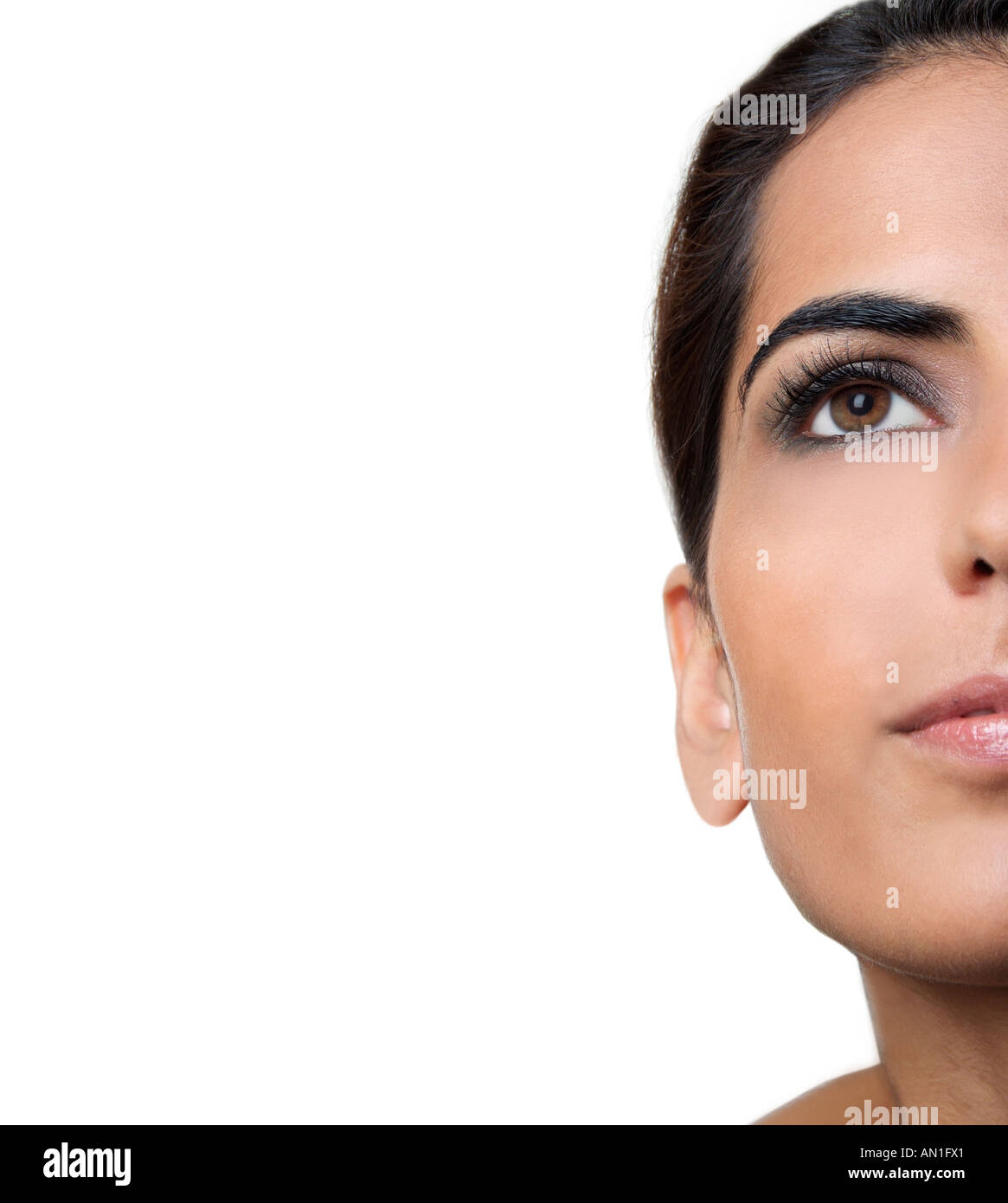 half beauty face looking up Stock Photo - Alamy