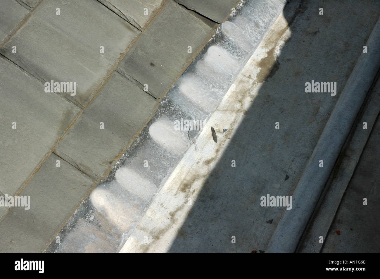 acidic rain run off from slated roof Electrolytic action causing ...