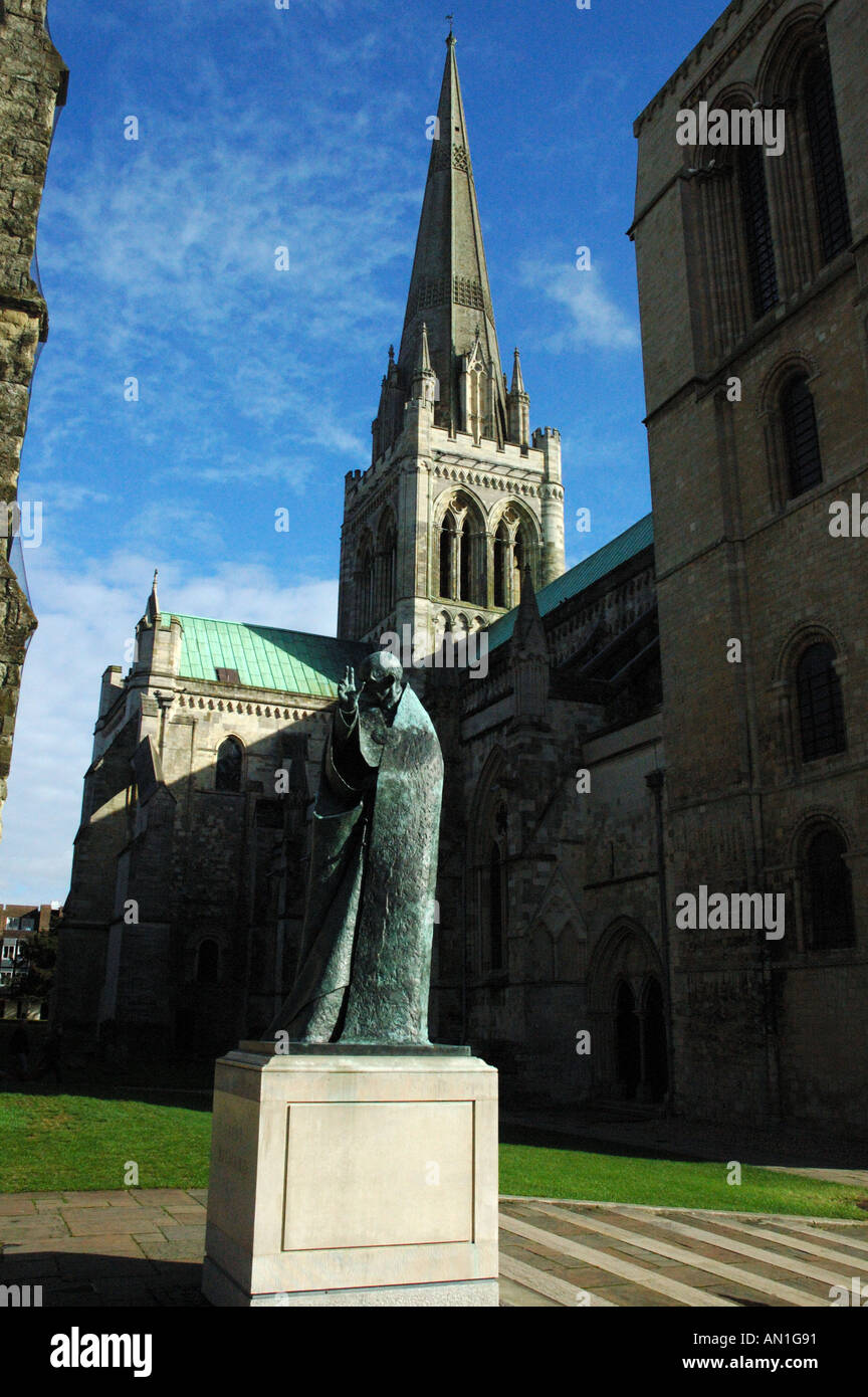 St Richard bronze statue by Philip Jackson by Chichester Cathedral bell ...