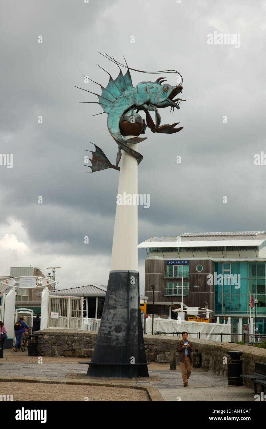 Giant shrimp sculpture at the Barbican harbourside, Plymouth, Devon, UK ...