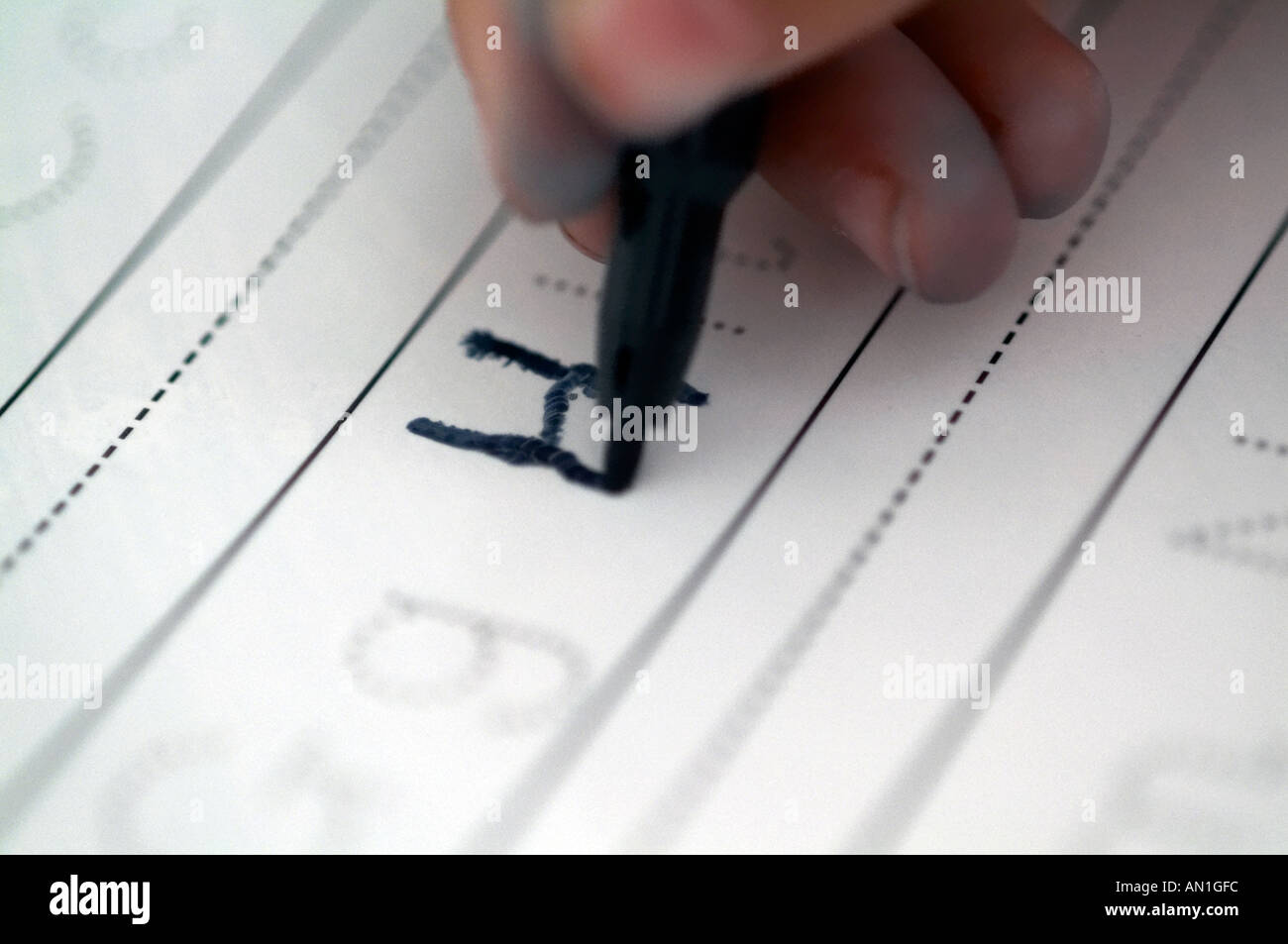 Child drawings alphabet with felt tip pen hand Stock Photo - Alamy