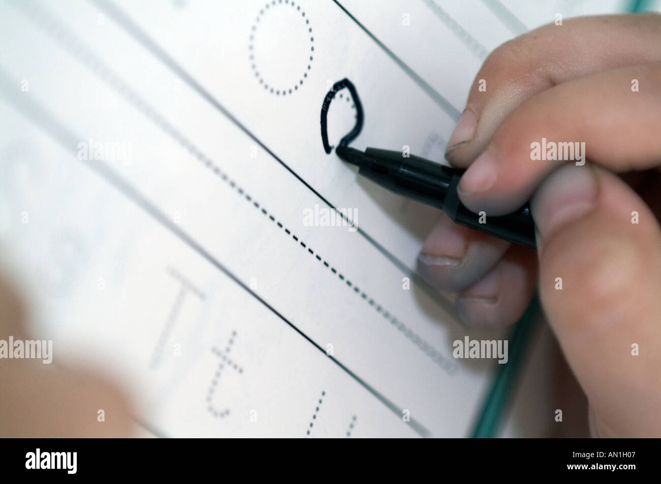Child drawings alphabet with felt tip pen hand Stock Photo - Alamy
