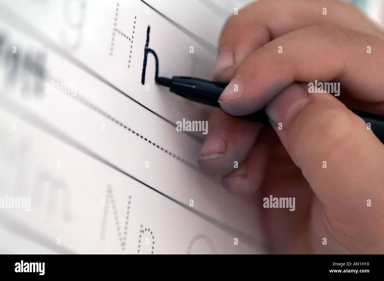 Child drawings alphabet with felt tip pen hand Stock Photo - Alamy