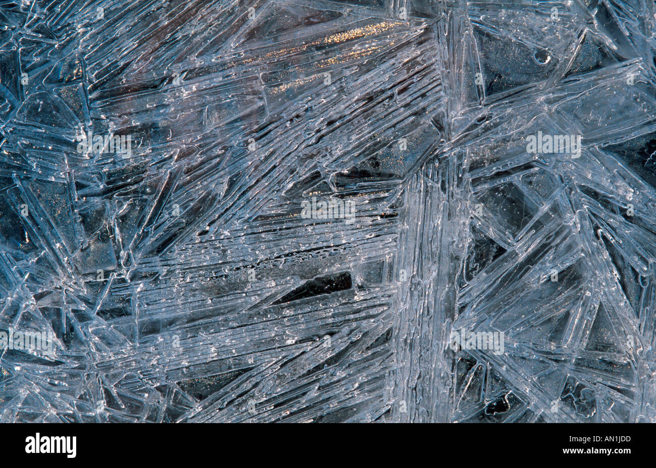 crystallised ice patterns, in a river, United Kingdom, Scotland Stock ...
