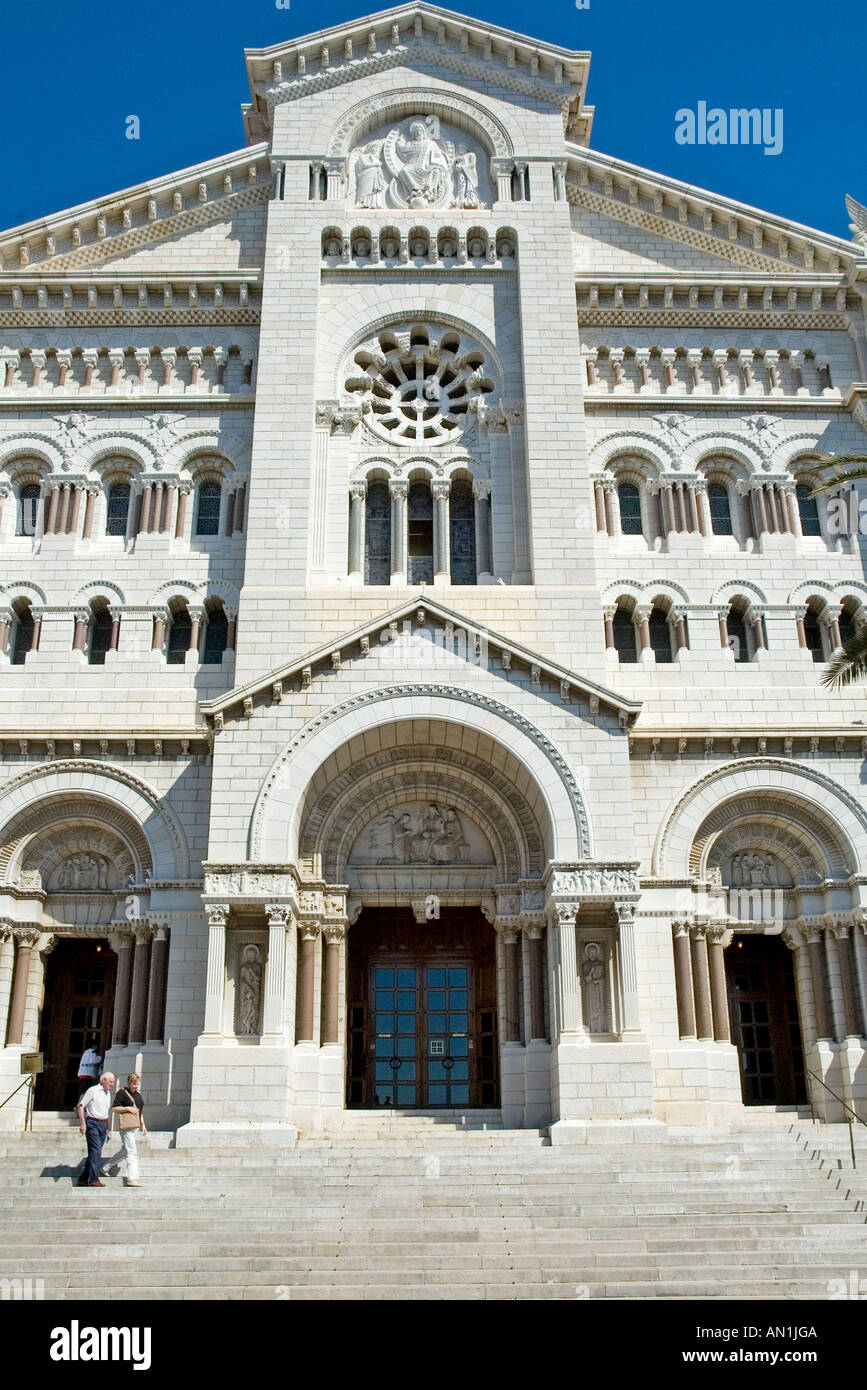 A vertical picture showing the front of the Cathedral in Monte Carlo Principality of Monaco ...