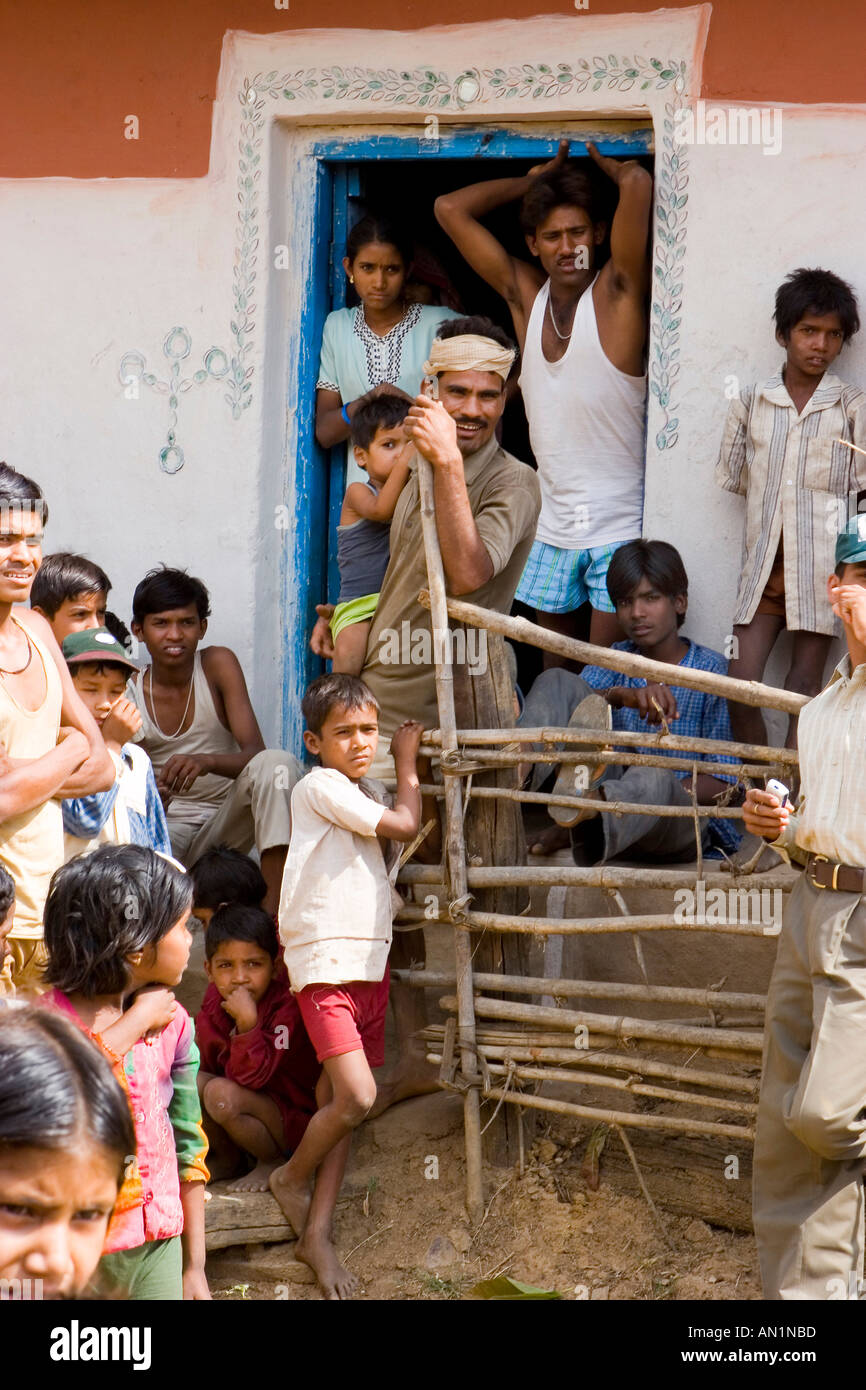 Indian Families In Front Of An Entrance India Madhya Pradesh Tala