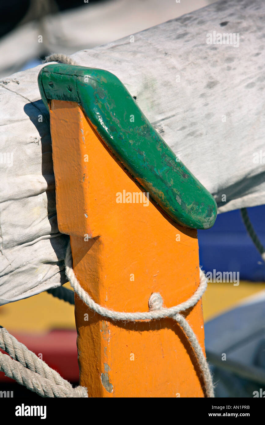 Mediterranean boat with lateen sail in the harbour of Sete, France ...