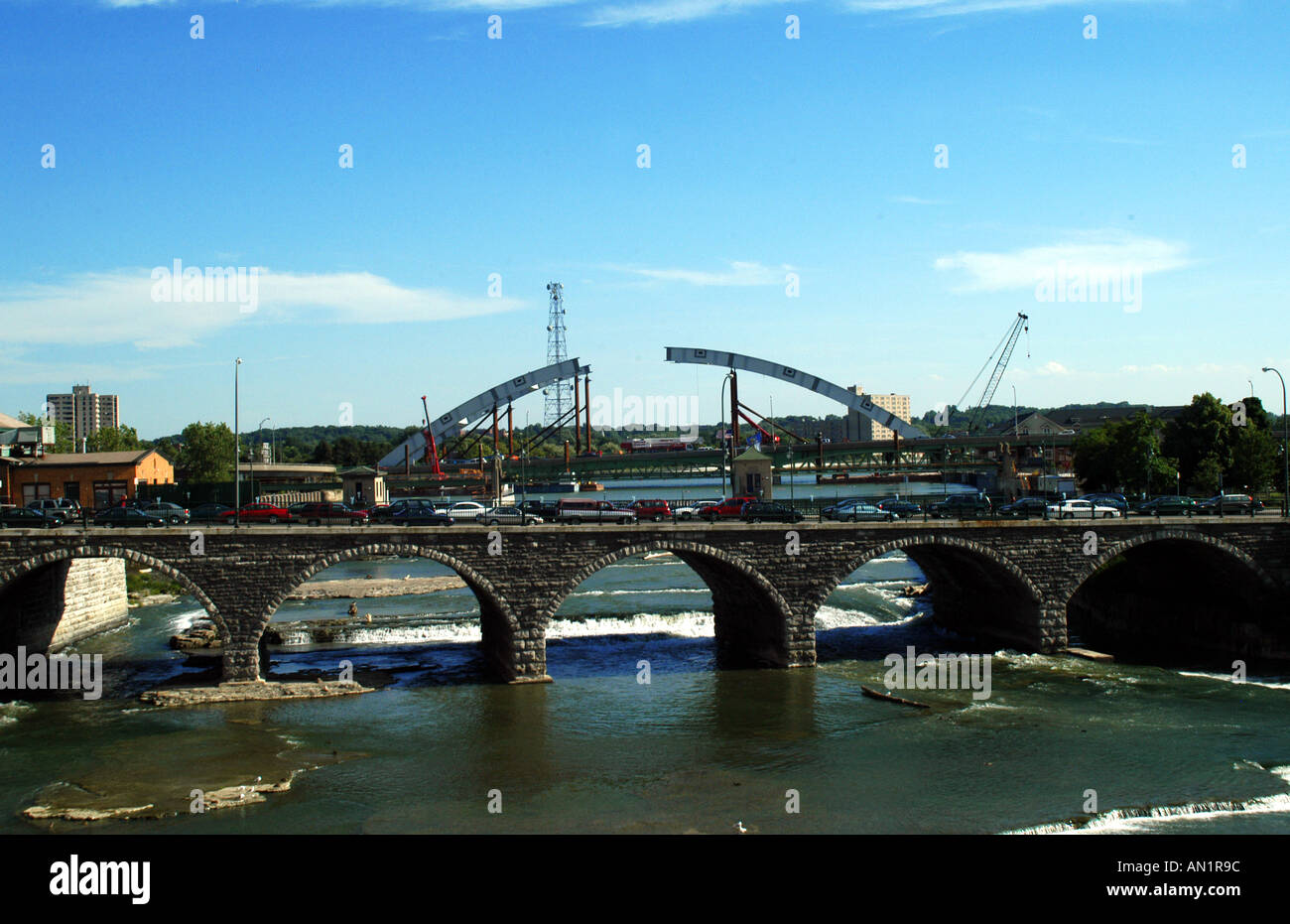 Douglass-Anthony bridge under construction in Rochester, NY Stock Photo ...