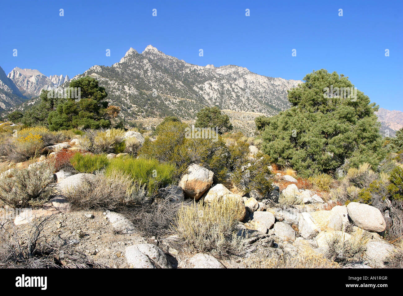 High Sierra landscape at bottom of Maunt Whitney USA California Stock ...