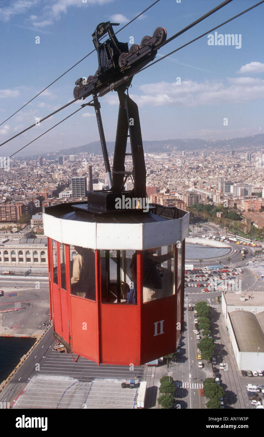 Cable car in Barcelona Stock Photo - Alamy