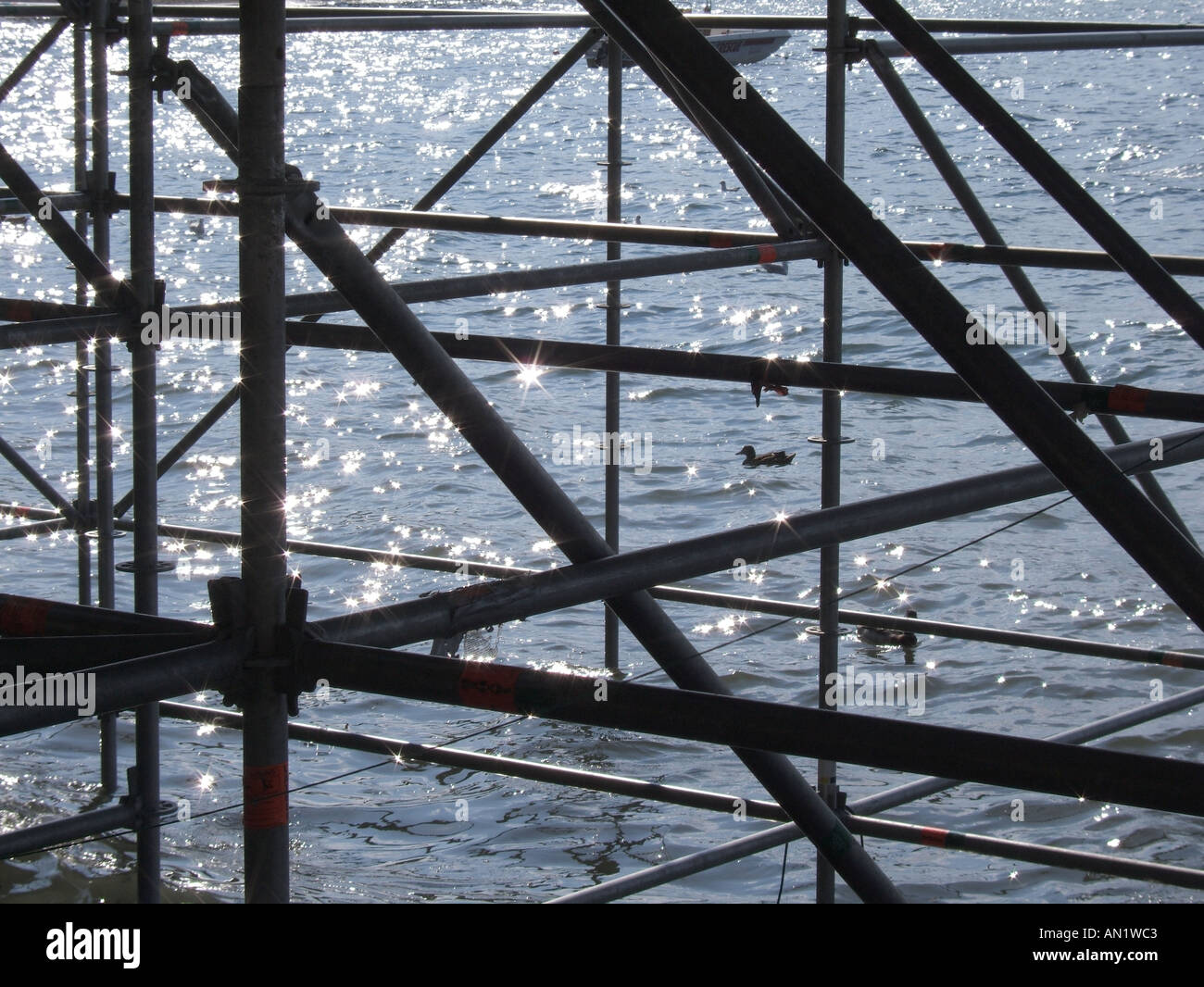 detail of scaffolding against water Stock Photo - Alamy