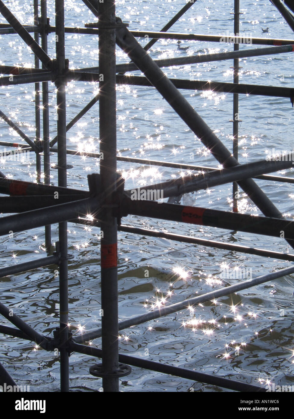 detail of scaffolding against water Stock Photo - Alamy
