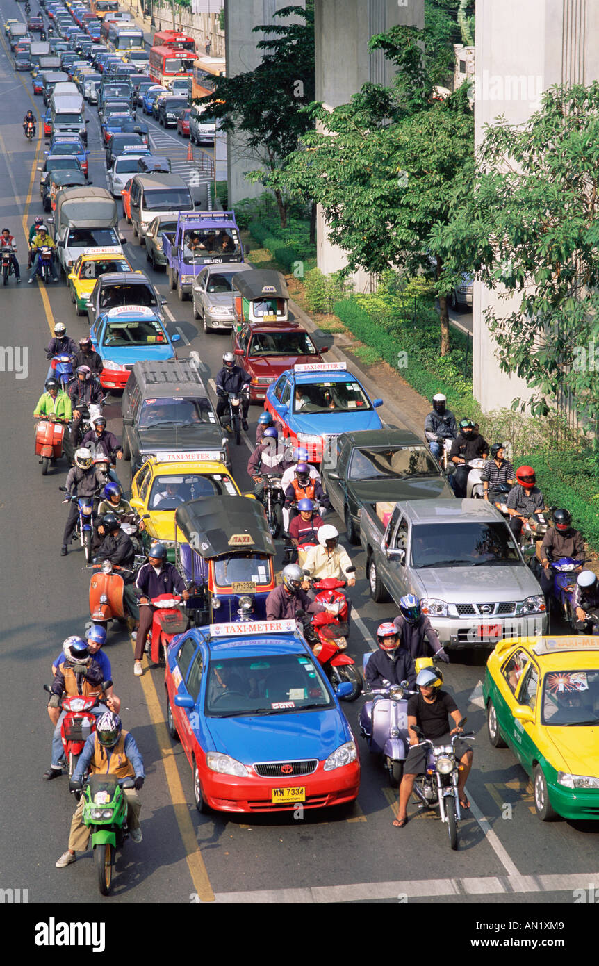 Thailand, Bangkok, Street Scene with Heavy Traffic Congestion Stock ...