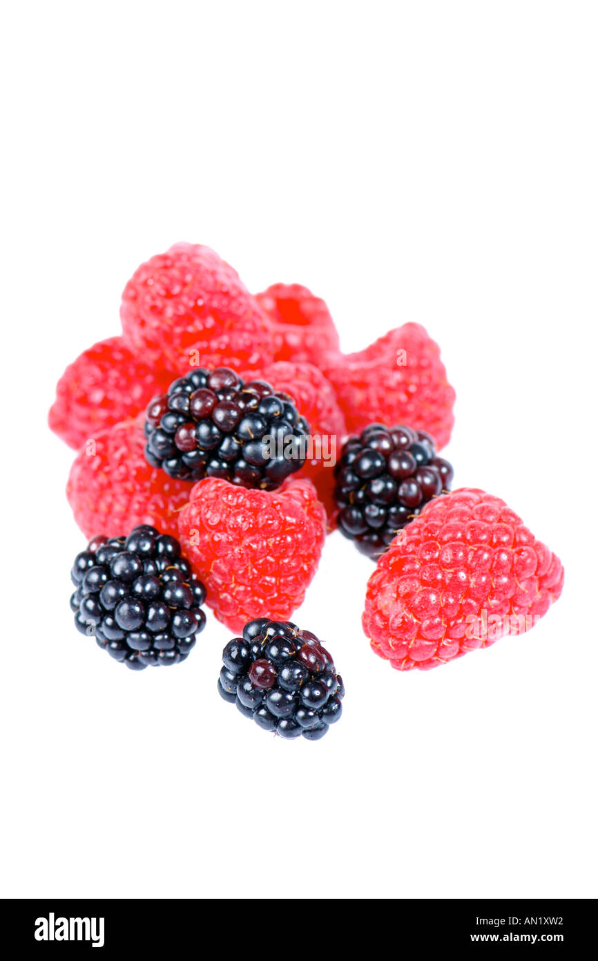 Mixed berries against a white background Stock Photo - Alamy