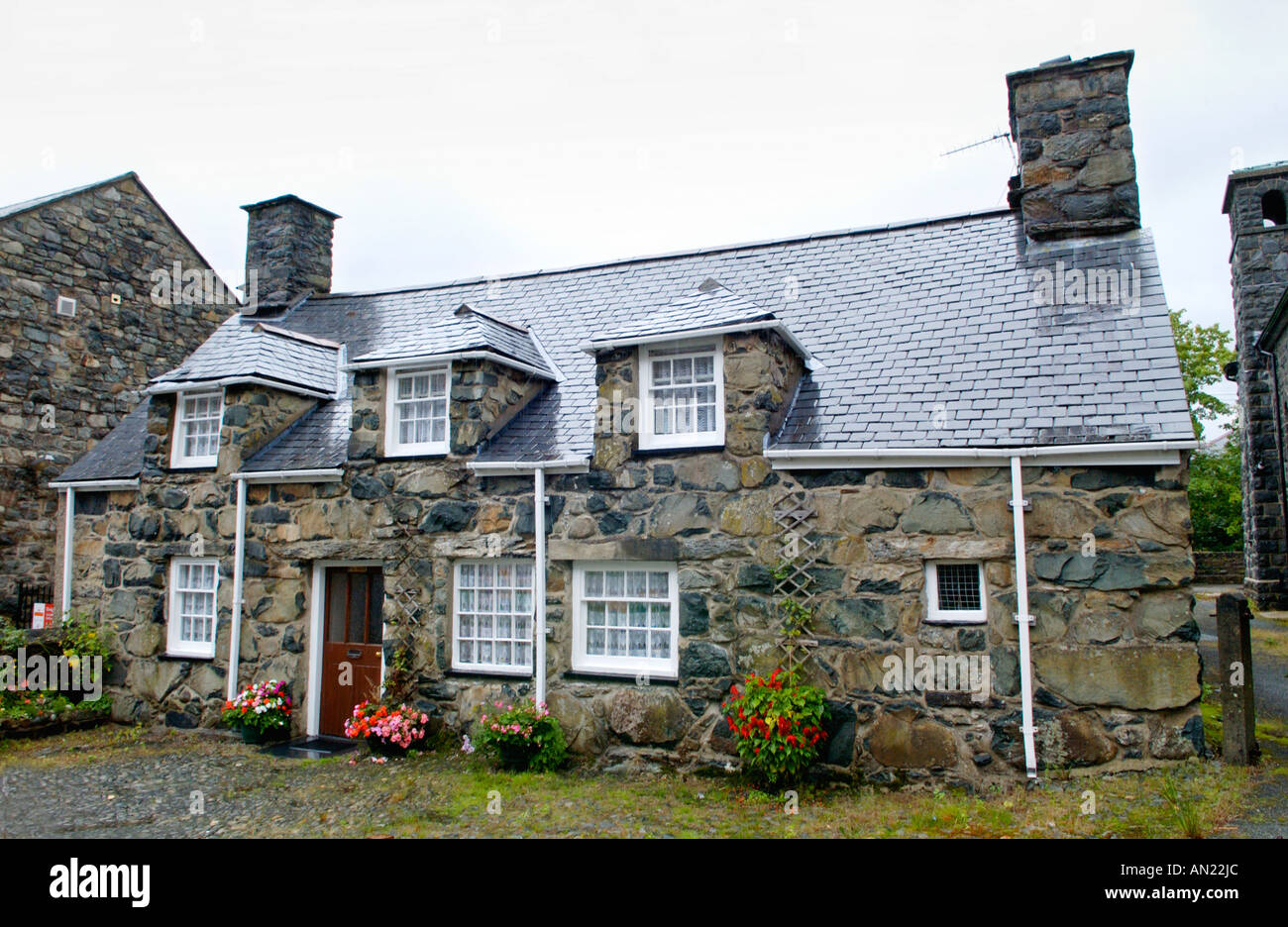 Detached traditional stone cottage with slate roof typical of the ...