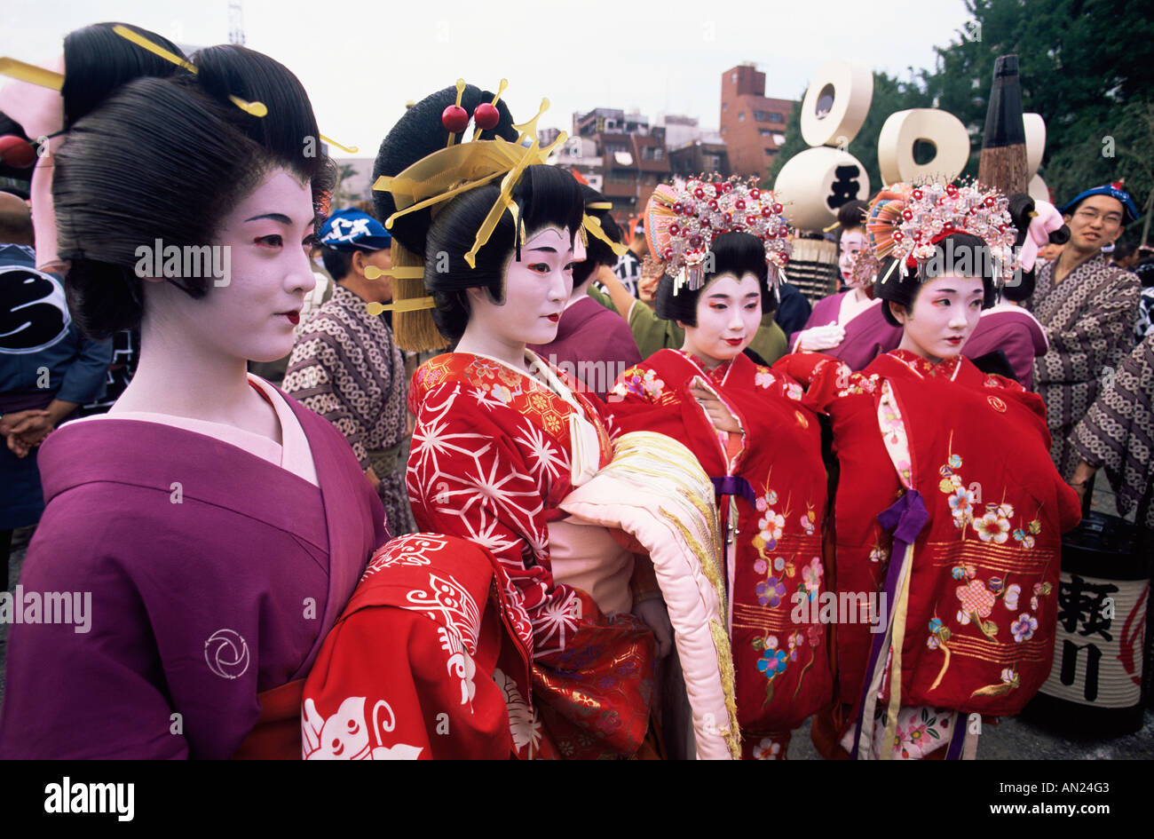 Japan, Tokyo, Geishas at Jidai Matsuri Festival (November) at Sensoji ...