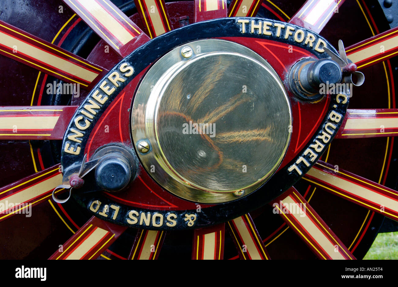 Wheel detail of Burrell steam traction engine Stock Photo - Alamy