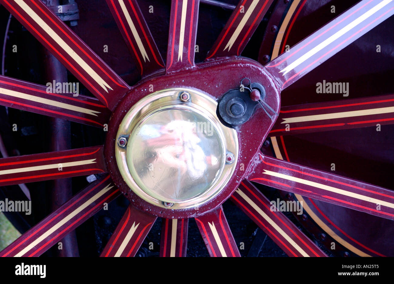 Wheel detail of steam traction engine Stock Photo - Alamy