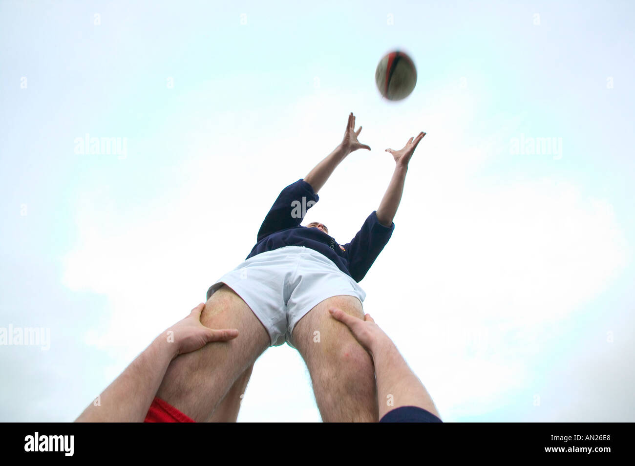 practice line out jump Stock Photo - Alamy