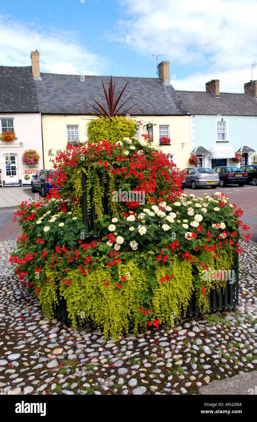 Floral display in Twyn Square Usk Monmouthshire UK the town annually ...