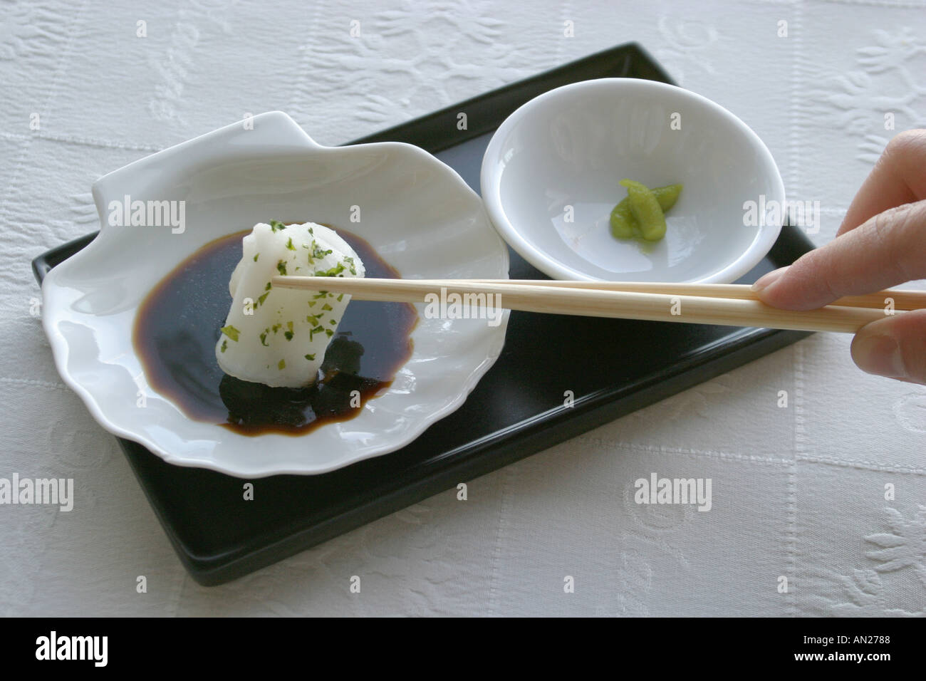 chopsticks Japanese food,shell dish,soy sauce ,dip Stock Photo - Alamy