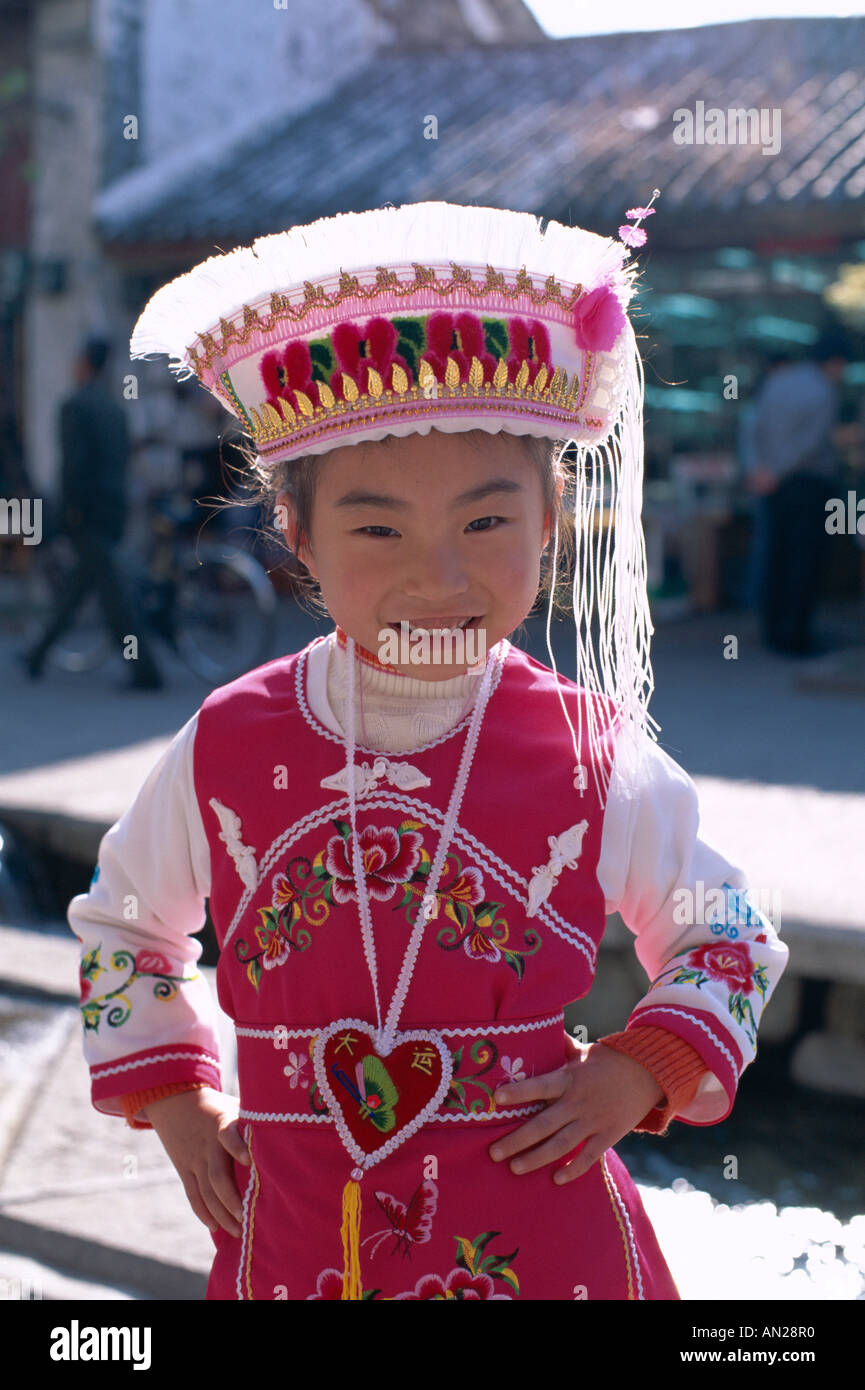 Young Girl / Child Dressed in Bai Traditional Costume, Dali, Yunnan ...