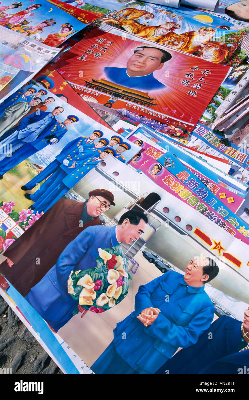 Decoration Posters of Mao Zedong, Dali, Yunnan Province, China Stock ...