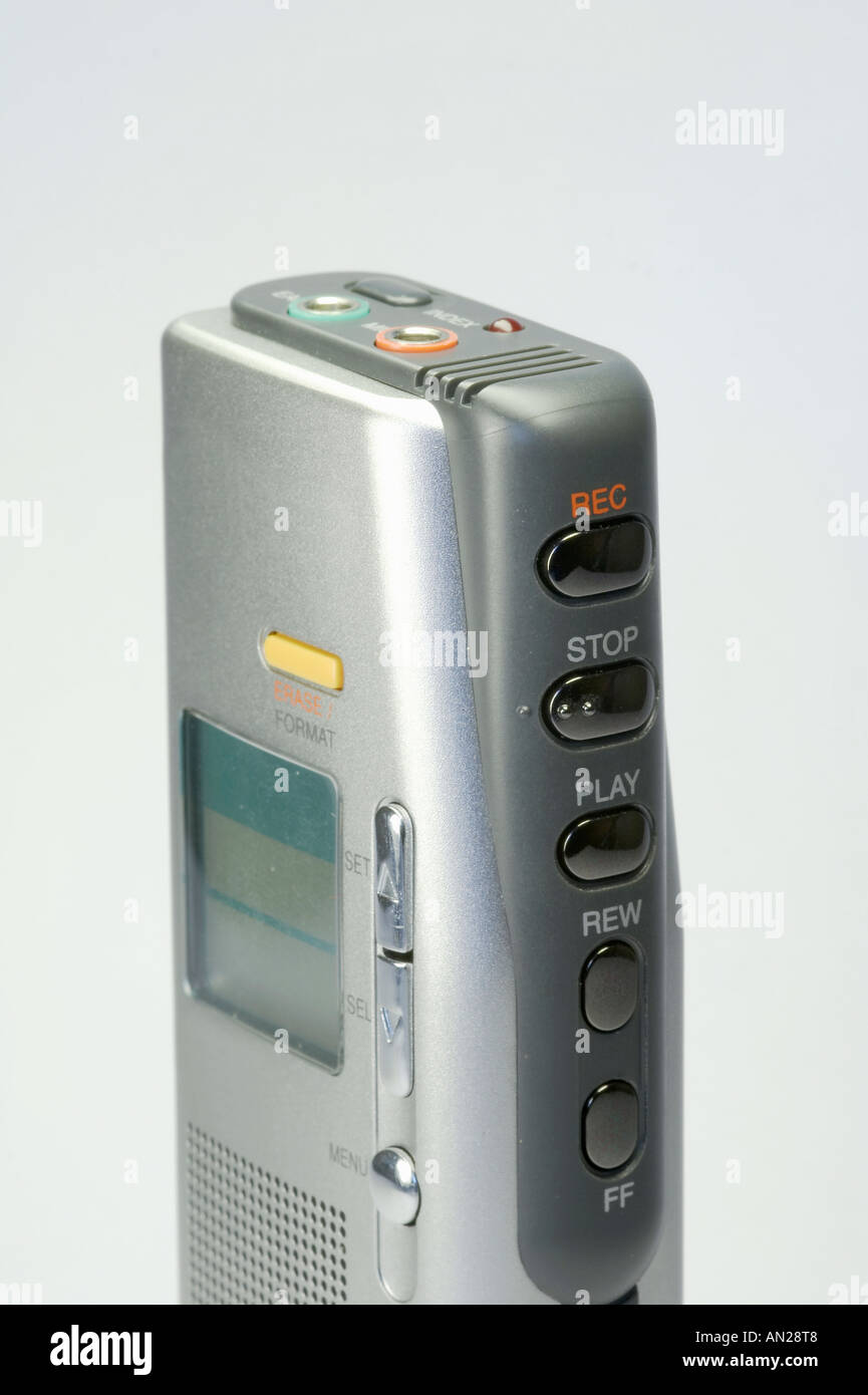 digital dictaphone in detail - silver and black Stock Photo - Alamy