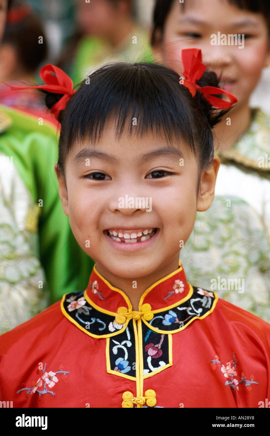 Young Girl / Child in Traditional Chinese Dress (Cheongsam), Beijing ...