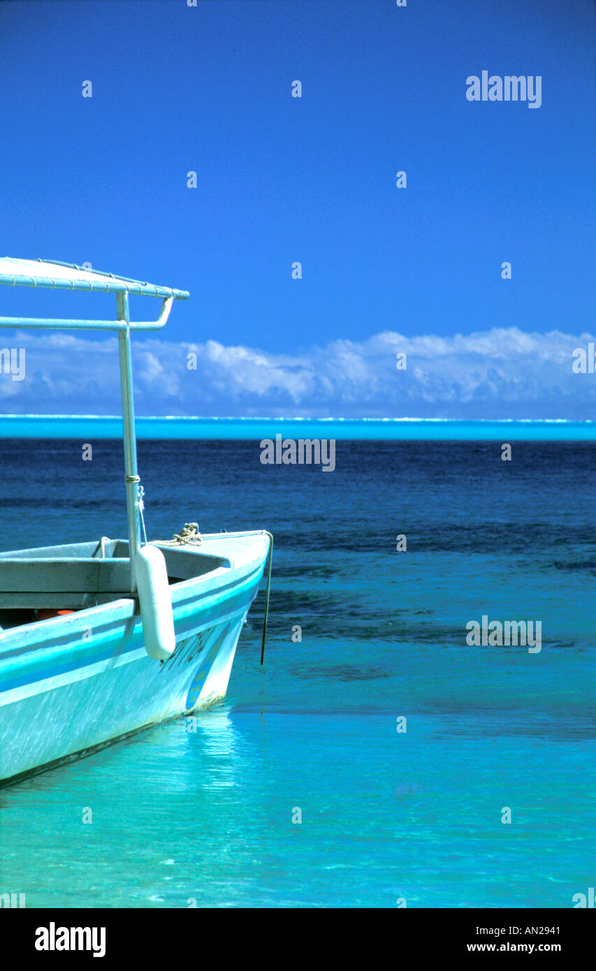 Front bow of boat in shades and turquoise Bora Bora Stock Photo - Alamy