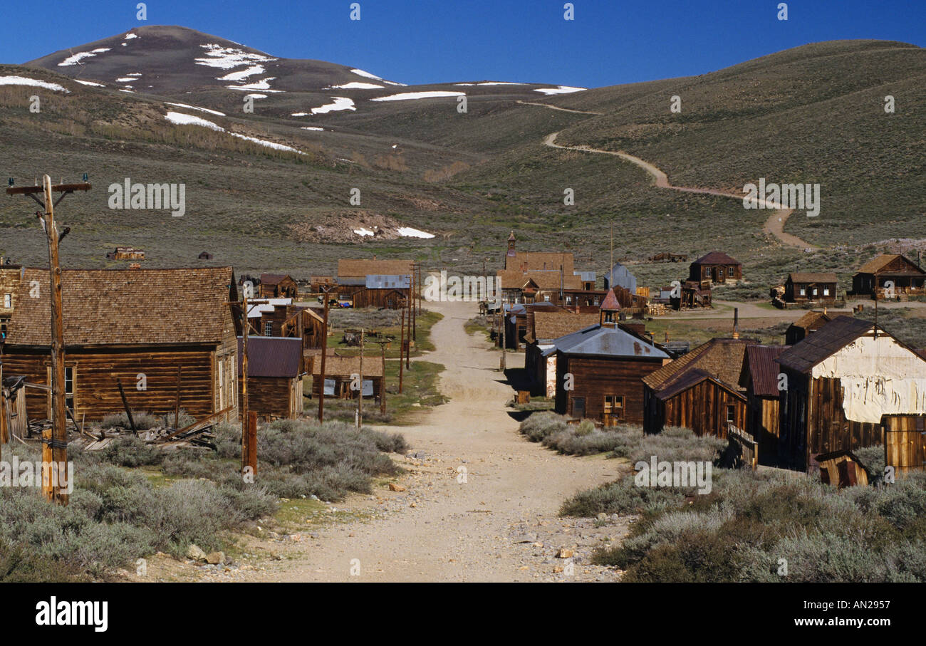 California Bodie State Historic Park ghost town view down Green Street ...